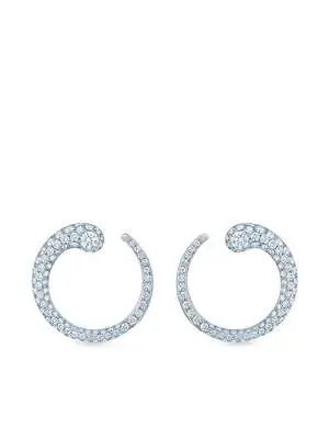 Kwiat 18kt White Gold Diamond Eclipse Stud Earrings - Silver