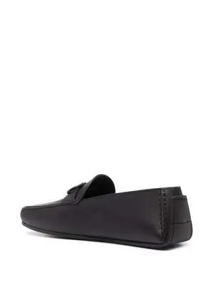 FERRAGAMO Gancini Leather Loafers - Black