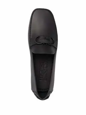 FERRAGAMO Gancini Leather Loafers - Black