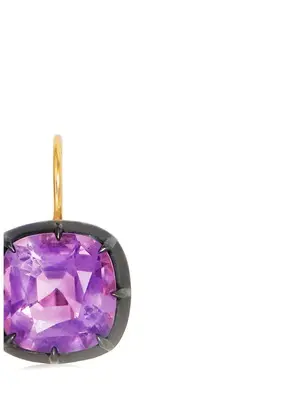 Fred Leighton 18kt Yellow And Silver Amethyst Cushion Cut Drop Earrings - Gold