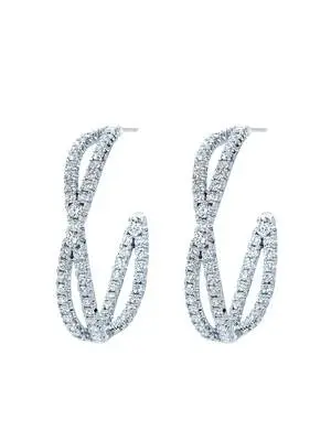 Kwiat 18kt White Gold Diamond Petite Hoop Earrings - Silver