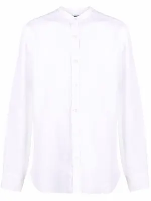 BARBA NAPOLI Band Collar Linen Shirt