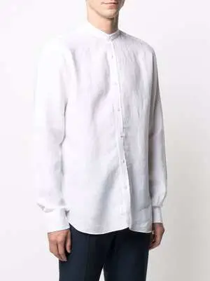 BARBA NAPOLI Band Collar Linen Shirt