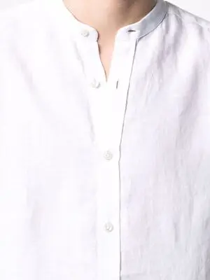 BARBA NAPOLI Band Collar Linen Shirt
