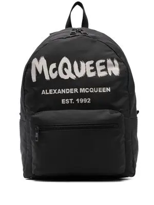 Alexander McQueen Graffiti Printed Metropolitan Backpack - Black