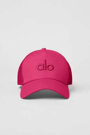 Alo Yoga District Trucker Cap Pink Summer Crush
