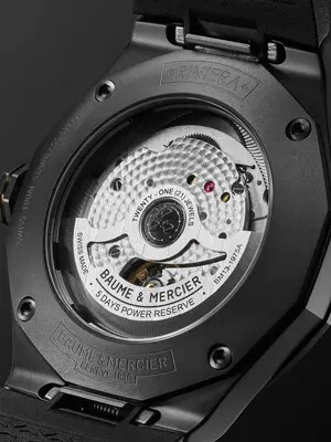 Baume & Mercier Riviera Automatic 42mm Adlc-coated Stainless Steel And Rubber Watch