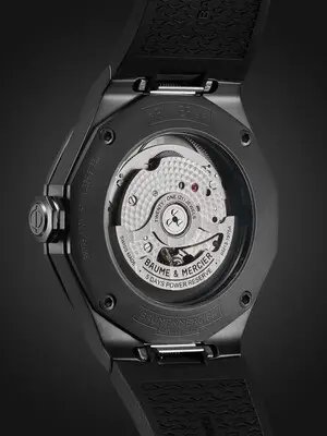 Baume & Mercier Riviera Automatic 42mm Adlc-coated Stainless Steel And Rubber Watch