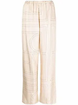 TOTEME Monogram Silk Pyjama Trousers - Neutrals