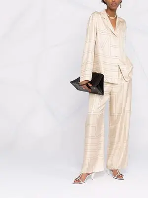 TOTEME Monogram Silk Pyjama Trousers - Neutrals