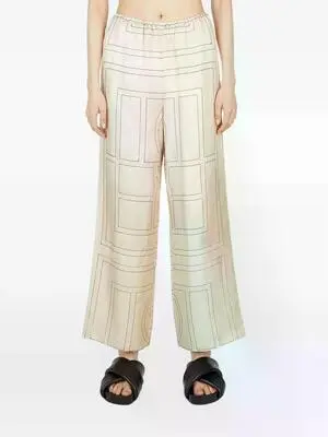 TOTEME TOTÊME Monogram Silk Pyjama Trousers Neutrals