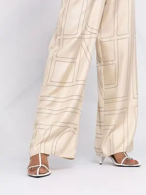 TOTEME Monogram Silk Pyjama Trousers - Neutrals