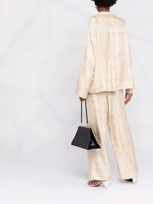 TOTEME Monogram Silk Pyjama Trousers - Neutrals