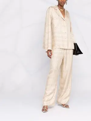 TOTEME Monogram Silk Pj Top Ivory - Neutrals