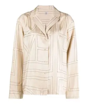 TOTEME Monogram Silk Pj Top Ivory Neutrals
