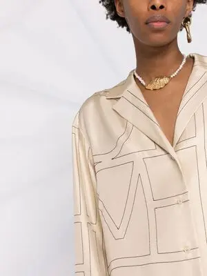 TOTEME Monogram Silk Pj Top Ivory - Neutrals
