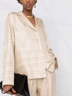 TOTEME Monogram Silk Pj Top Ivory - Neutrals