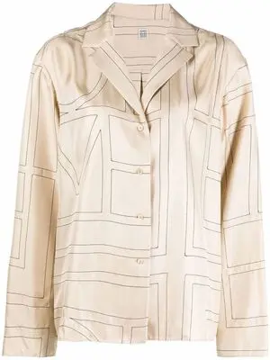TOTEME Monogram Silk Pj Top Ivory - Neutrals
