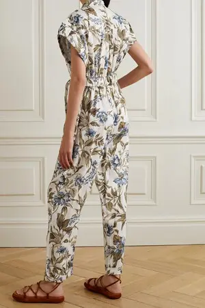 Zimmermann Liane Belted Floral-print Linen Jumpsuit