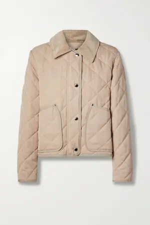 Burberry Corduroy-trimmed Quilted Twill Jacket Neutrals