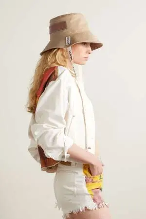 Loewe Paula's Ibiza Leather-trimmed Cotton-canvas Bucket Hat
