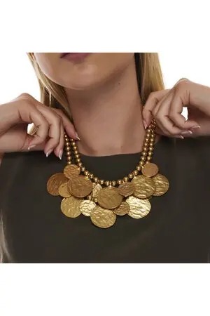 KENNETH JAY LANE Satin Coin Necklace - Gold