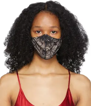 La Perla La Perla Black & Pink Lace Mask - Black
