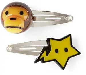 A BATHING APE BAPE Kids Silver & Yellow Milo Baby Star Hair Clip Set - Yel