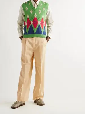 Gucci Slim-fit Argyle-jacquard Cotton Sweater Vest