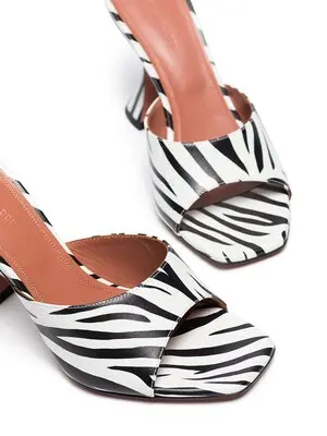 Amina Muaddi Lupita 95mm Zebra-print Mules
