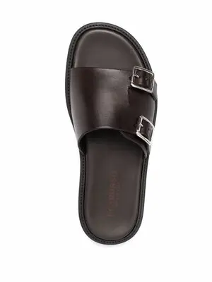 SCAROSSO Costantino Buckle-embellished Slides - Brown