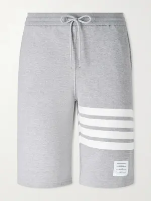 Thom Browne Striped Loopback Cotton-jersey Shorts - Gray