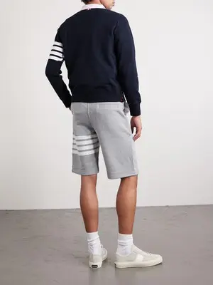 Thom Browne Striped Loopback Cotton-jersey Shorts - Gray