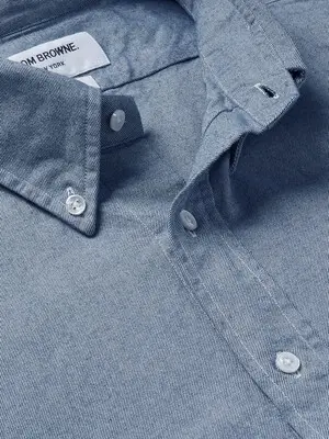 Thom Browne Button-down Collar Striped Cotton-flannel Shirt