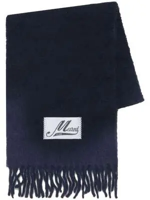 Marni Logo-appliqué Alpaca Scarf - Blue