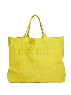 ONCE MILANO Linen Weekend Bag - Yellow