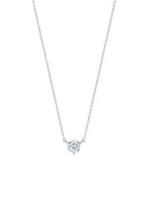 Kwiat Platinum Classic 3-prong Round Diamond Solitaire Pendant Necklace - Silver