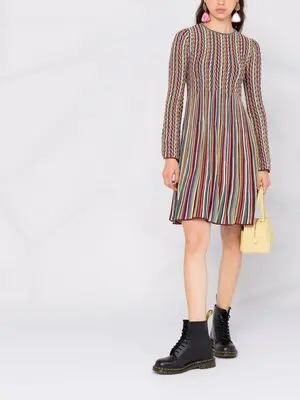 Missoni Long Sleeve Vertical Stripe Mini Dress