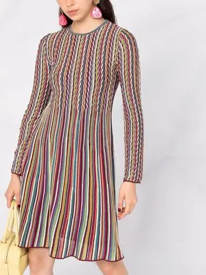 Missoni Long Sleeve Vertical Stripe Mini Dress
