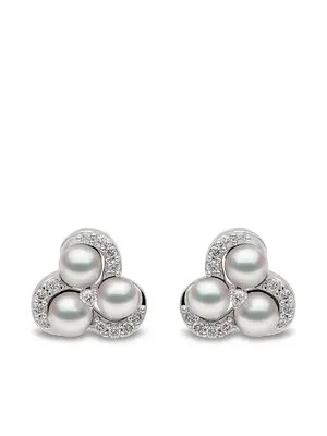 Yoko London 18kt White Gold Akoya Pearl And Diamond Stud Earrings - Silver