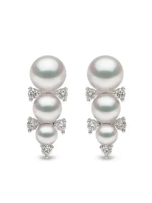 Yoko London 18kt White Gold Akoya Pearl And Diamond Stud Earrings - Silver