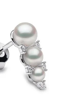Yoko London 18kt White Gold Akoya Pearl And Diamond Stud Earrings - Silver