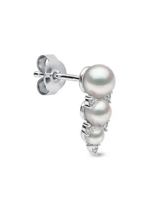 Yoko London 18kt White Gold Akoya Pearl And Diamond Stud Earrings - Silver