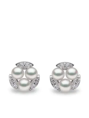 Yoko London 18kt White Gold Akoya Pearl And Diamond Stud Earrings - Silver