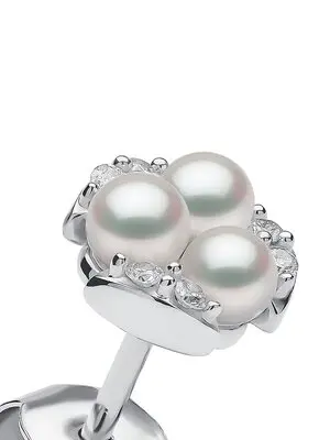 Yoko London 18kt White Gold Akoya Pearl And Diamond Stud Earrings - Silver