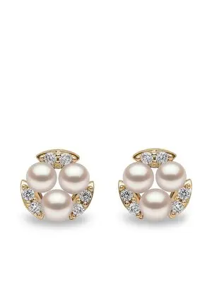 Yoko London 18kt Yellow Akoya Pearl And Diamond Stud Earrings - Gold