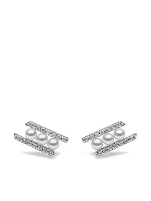 Yoko London 18kt White Gold Akoya Pearl And Diamond Earrings - Silver