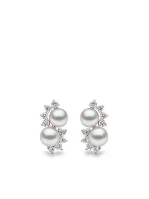 Yoko London 18kt White Gold Akoya Pearl And Diamond Stud Earrings - Silver