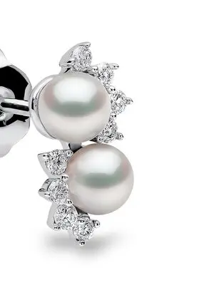 Yoko London 18kt White Gold Akoya Pearl And Diamond Stud Earrings - Silver