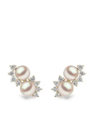 Yoko London 18kt Yellow Akoya Pearl And Diamond Stud Earrings - Gold